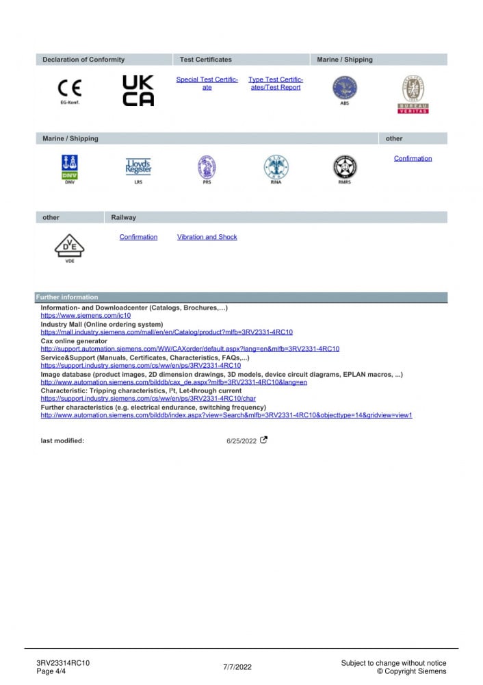3RV23314RC10 technical document page 4