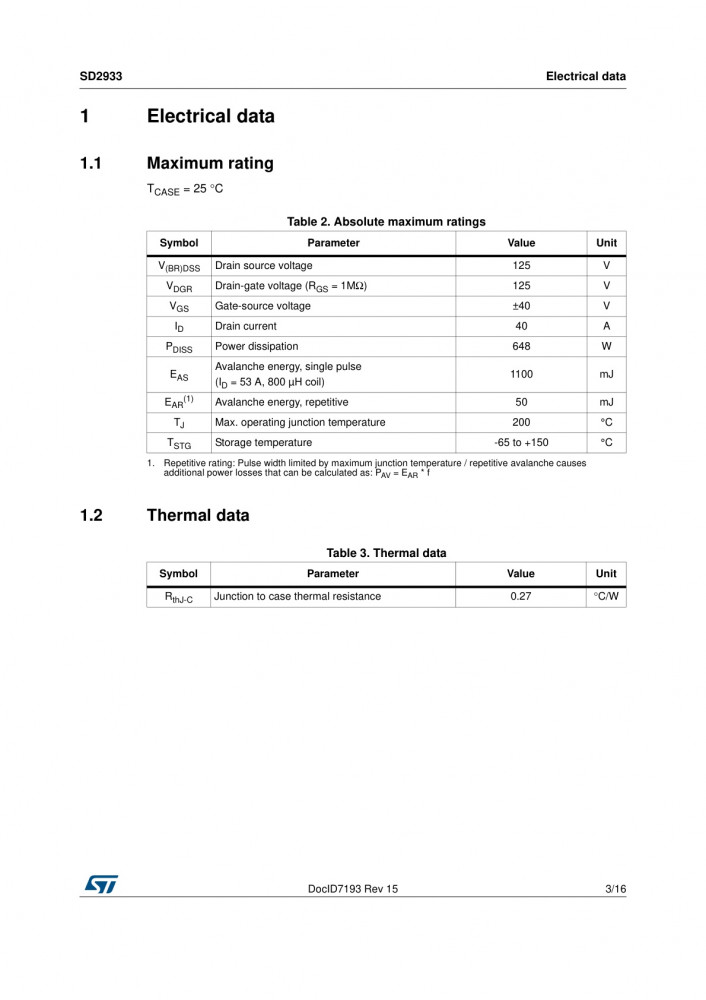SD2933W datasheet page 3