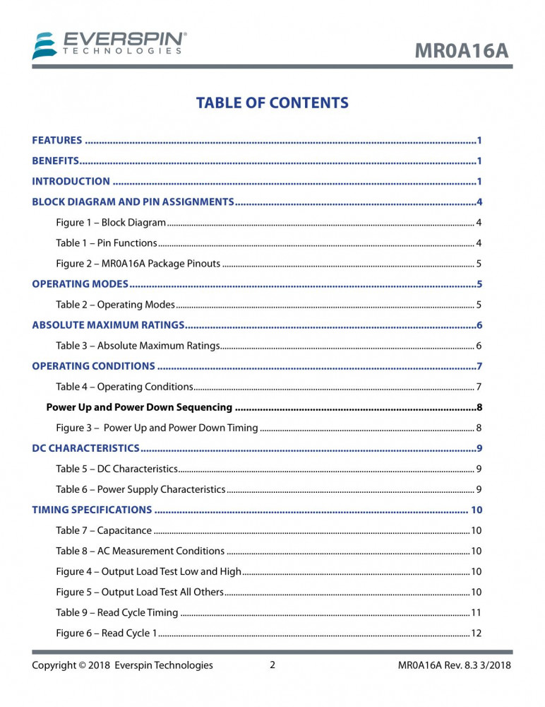 MR0A16AMYS35 datasheet page 2