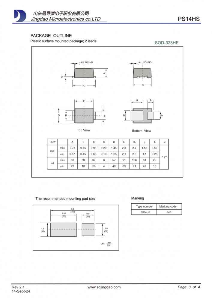 PS14HS datasheet page 3