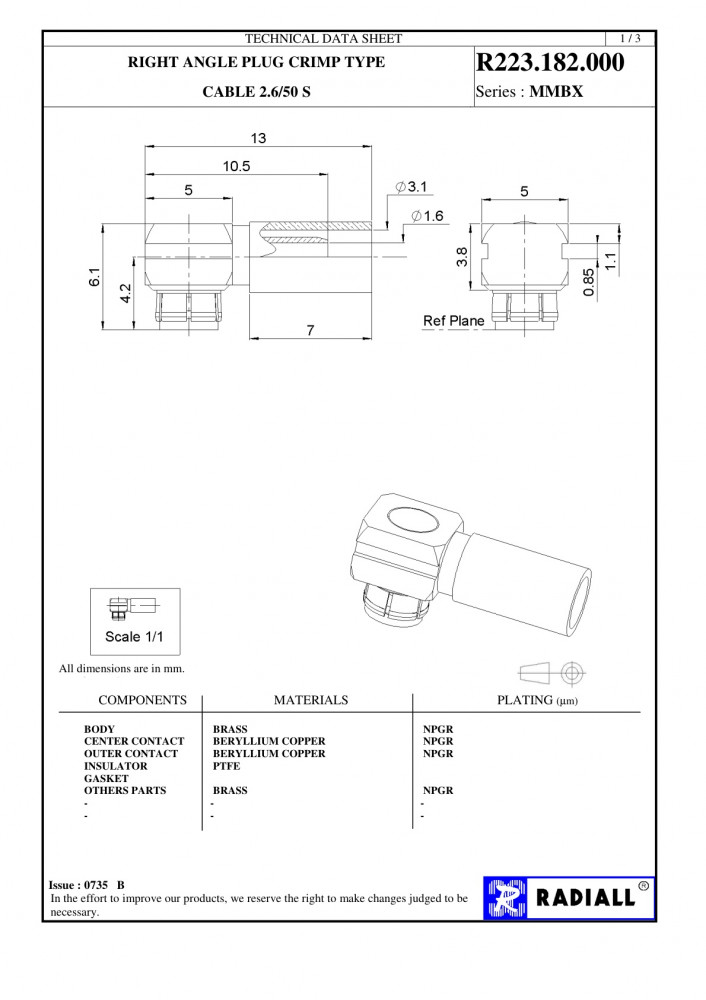 Radiall R223182000 datasheet page 1