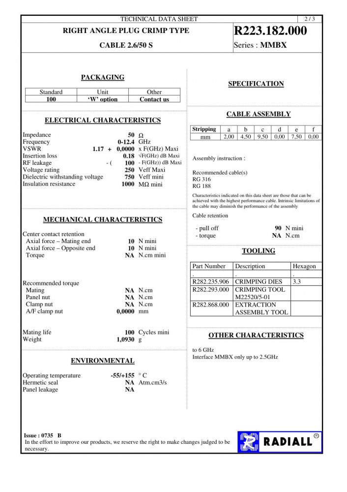 Radiall R223182000 datasheet page 2