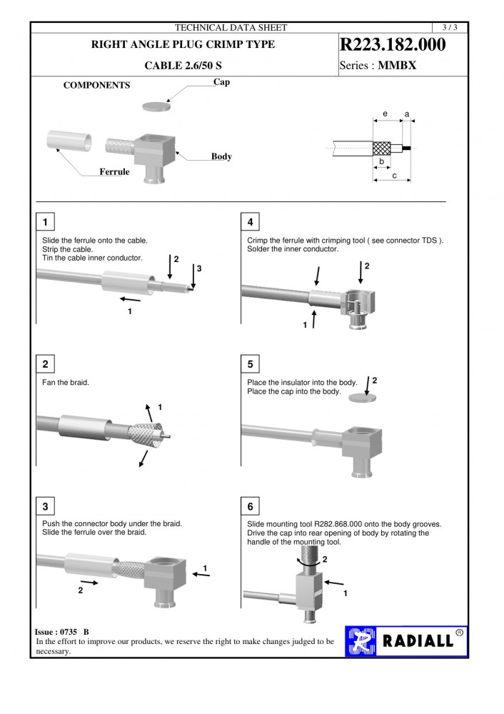 Radiall R223182000 assembly instruction page
