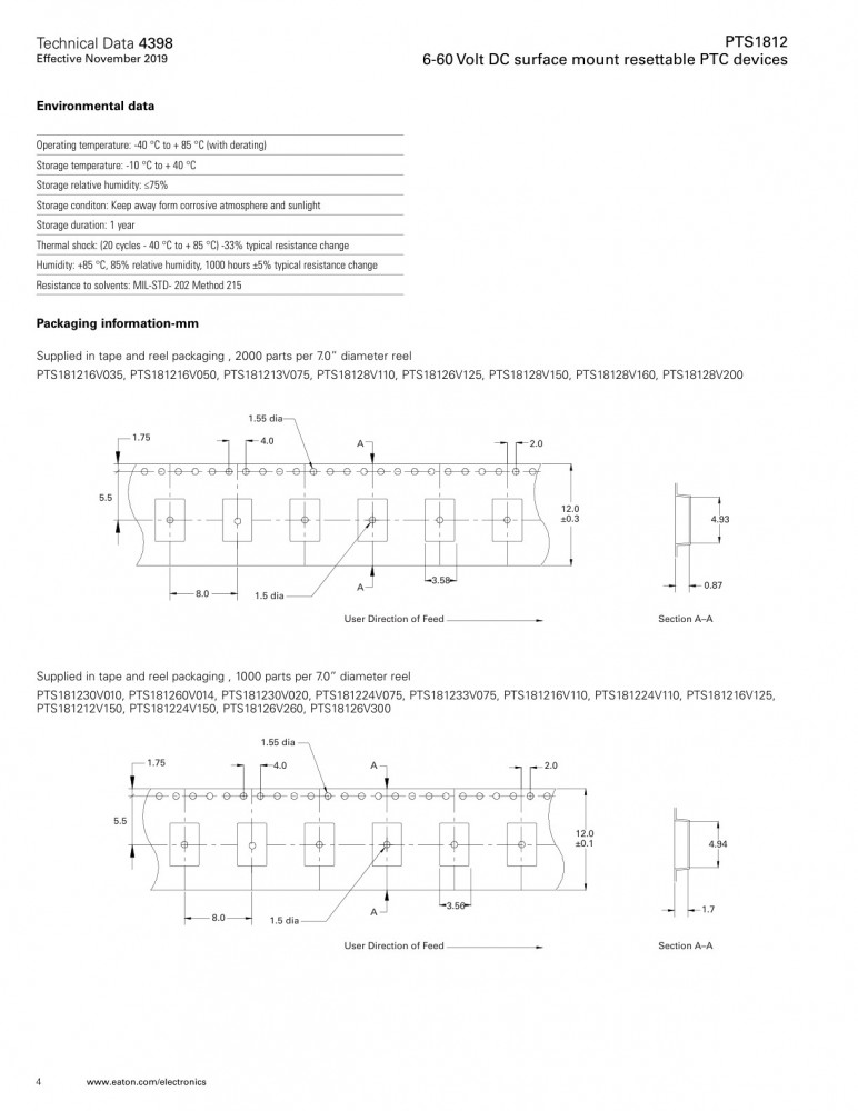 Eaton PTS1812 datasheet page 4