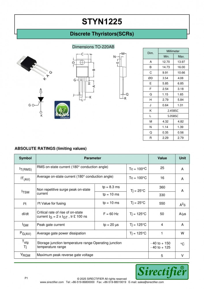 STYN1225 datasheet page 1