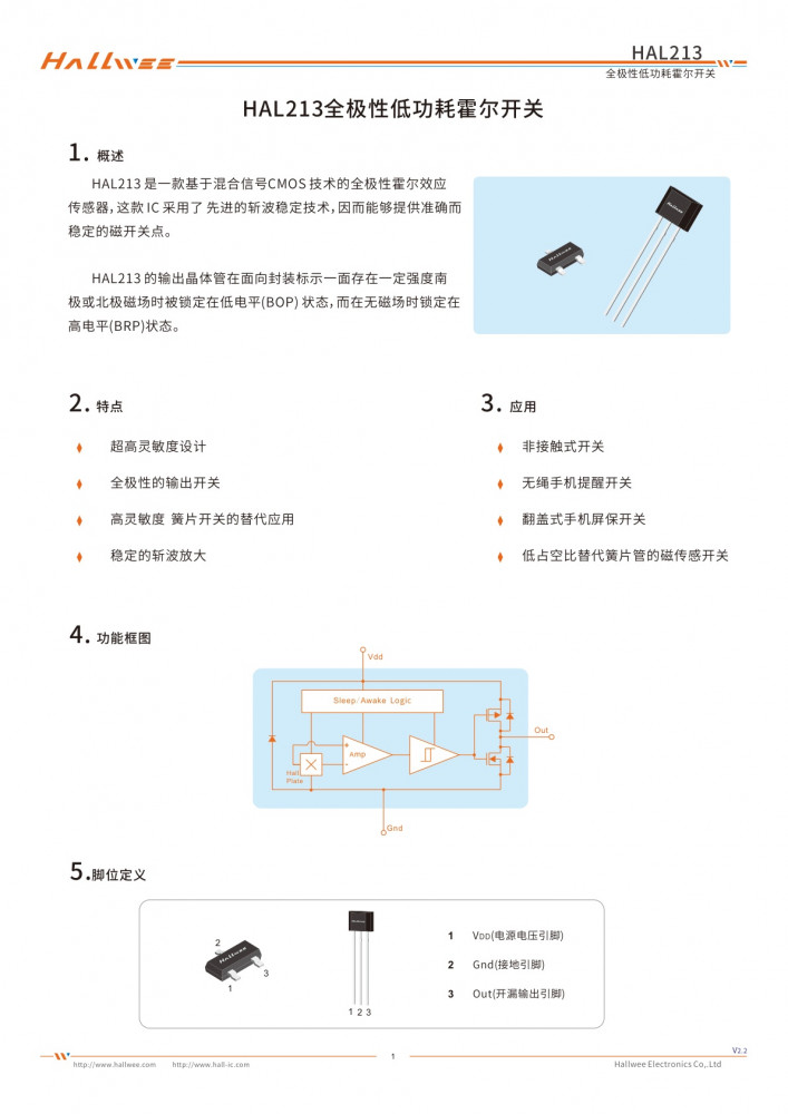 HAL213 SO datasheet page 1
