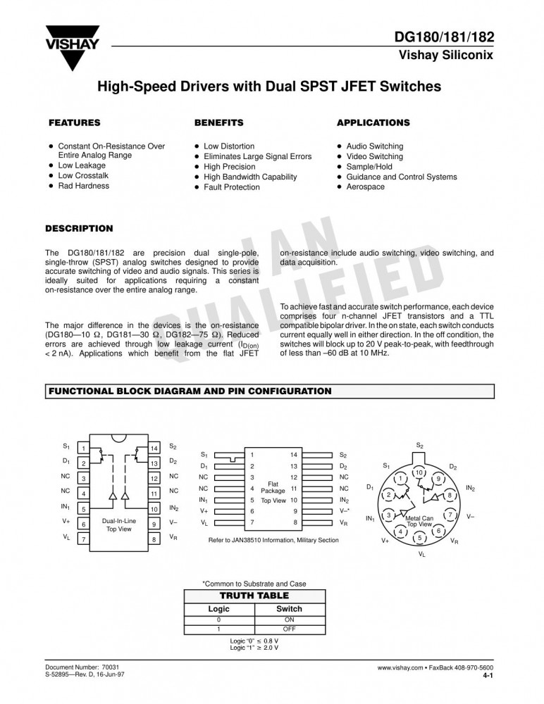 DG181BA datasheet page 1
