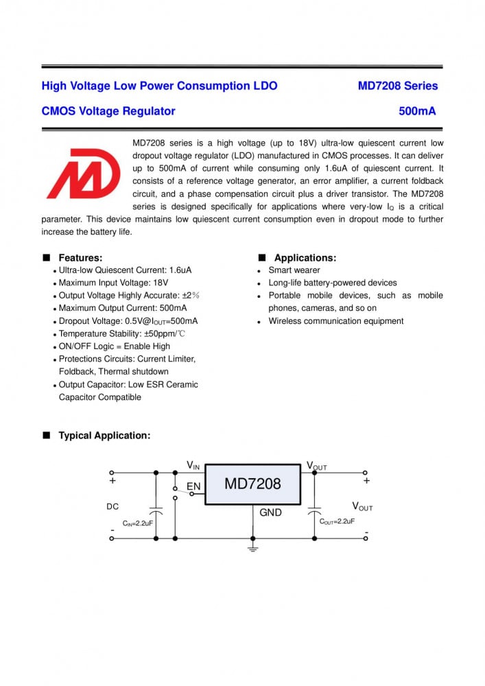MD7208 datasheet page 1
