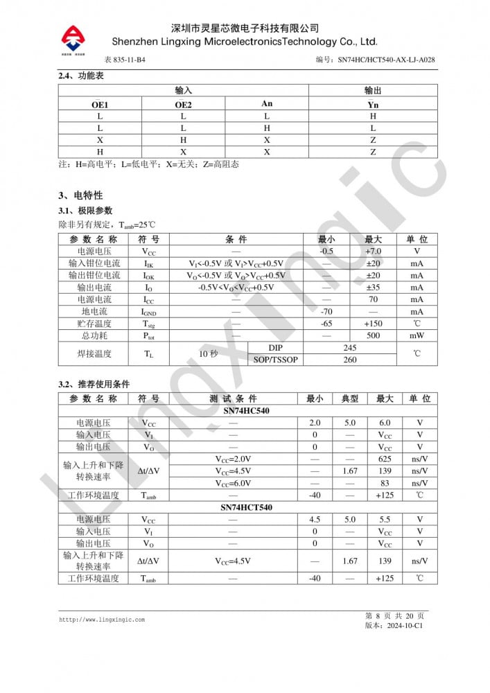 SN74HC540 datasheet page 8