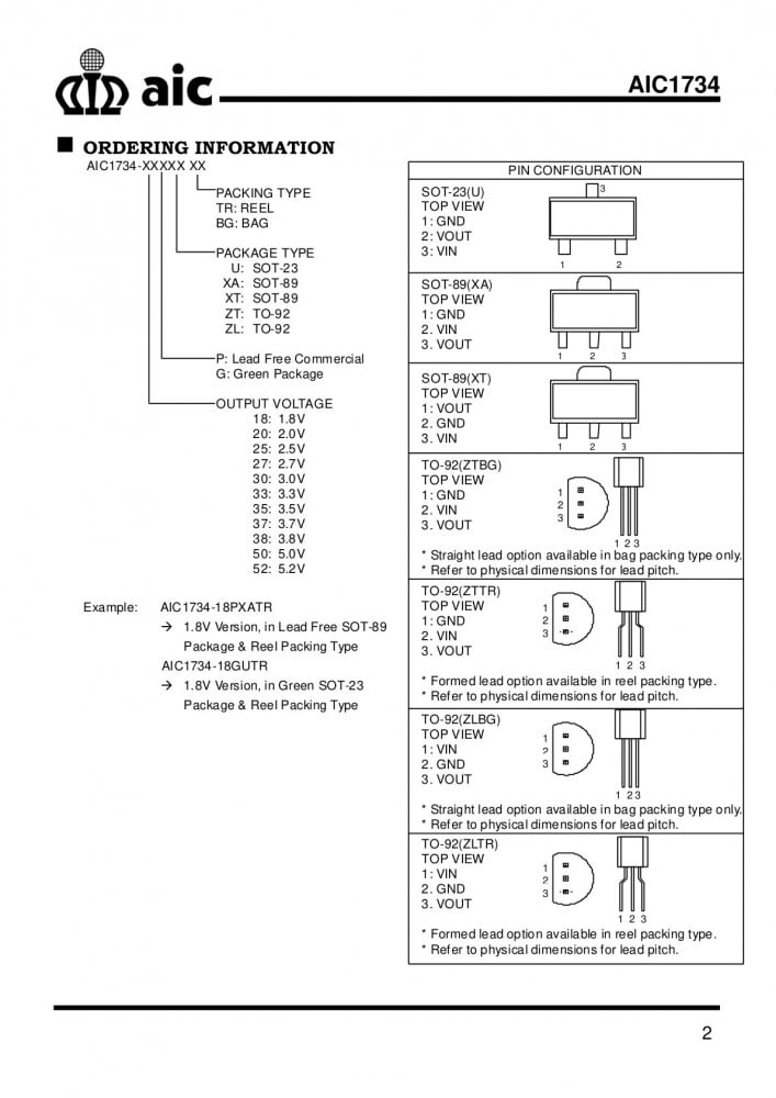 AIC1734 datasheet page 2