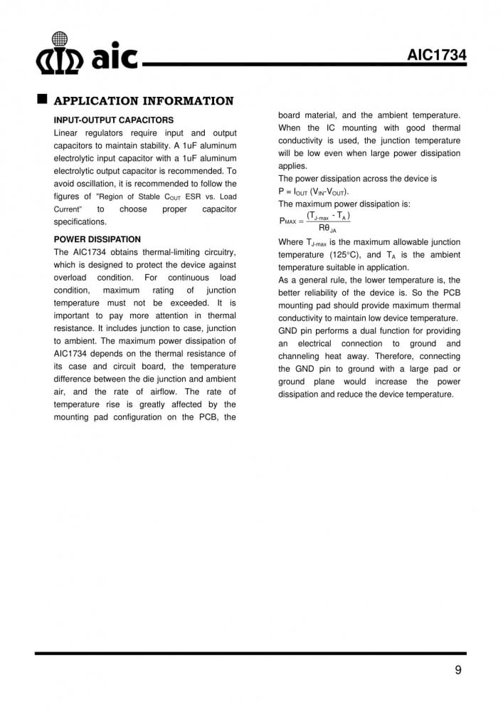 AIC1734 datasheet page 9