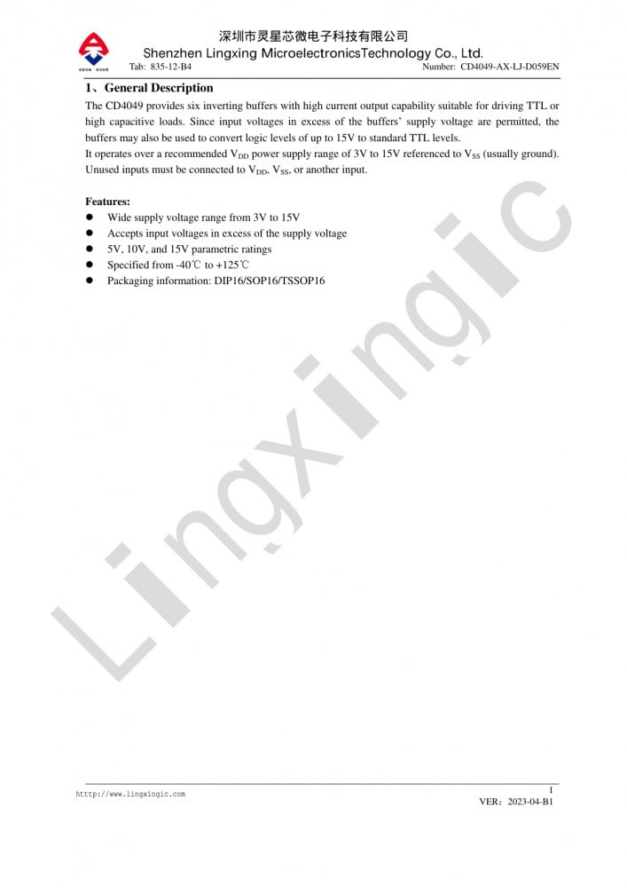 CD4049BE datasheet page 3
