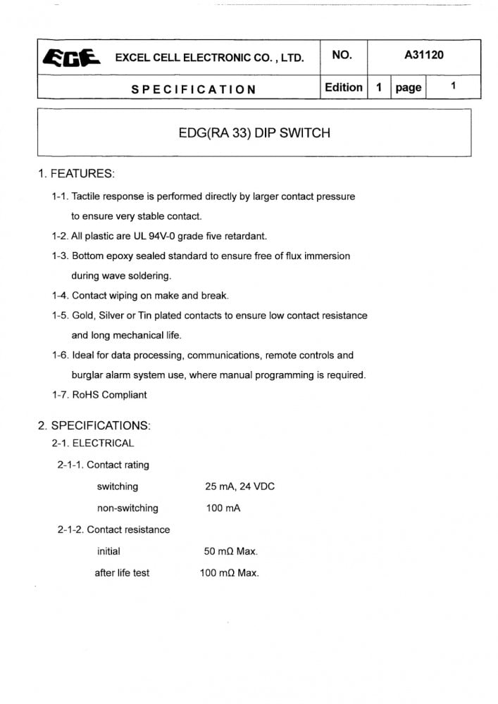 ECE EDG specification page 1