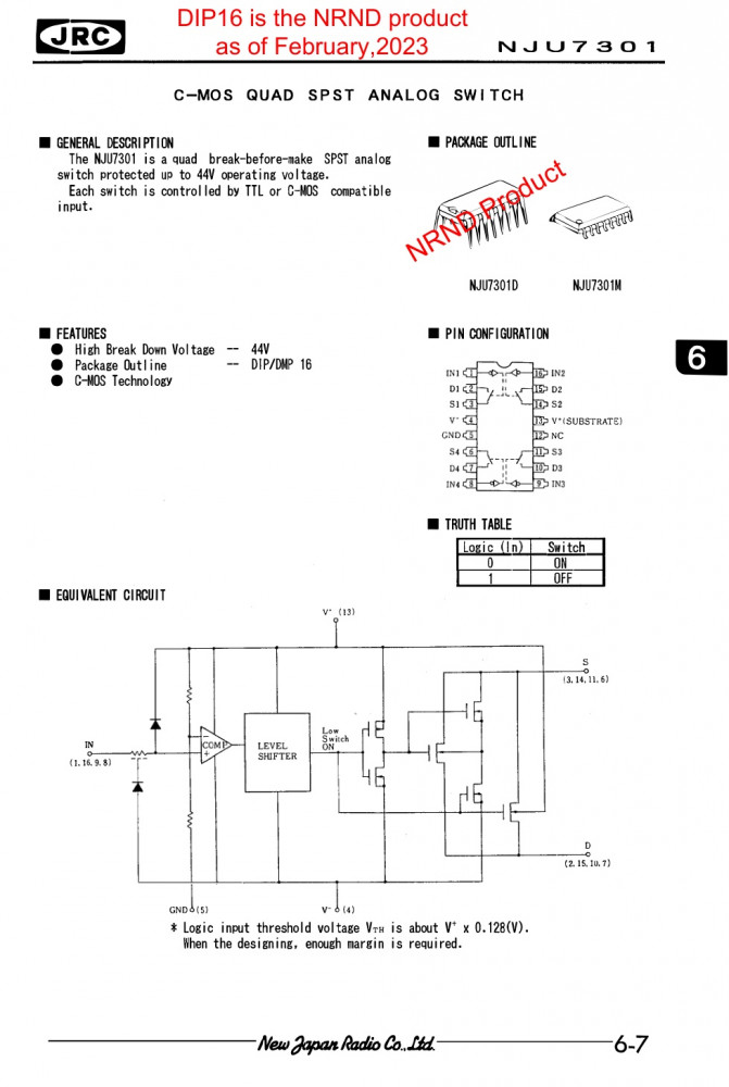 NJU7301 datasheet page 1