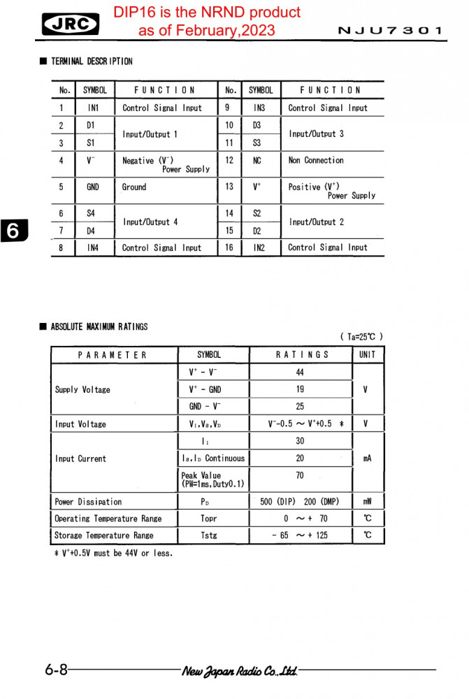NJU7301 datasheet page 2