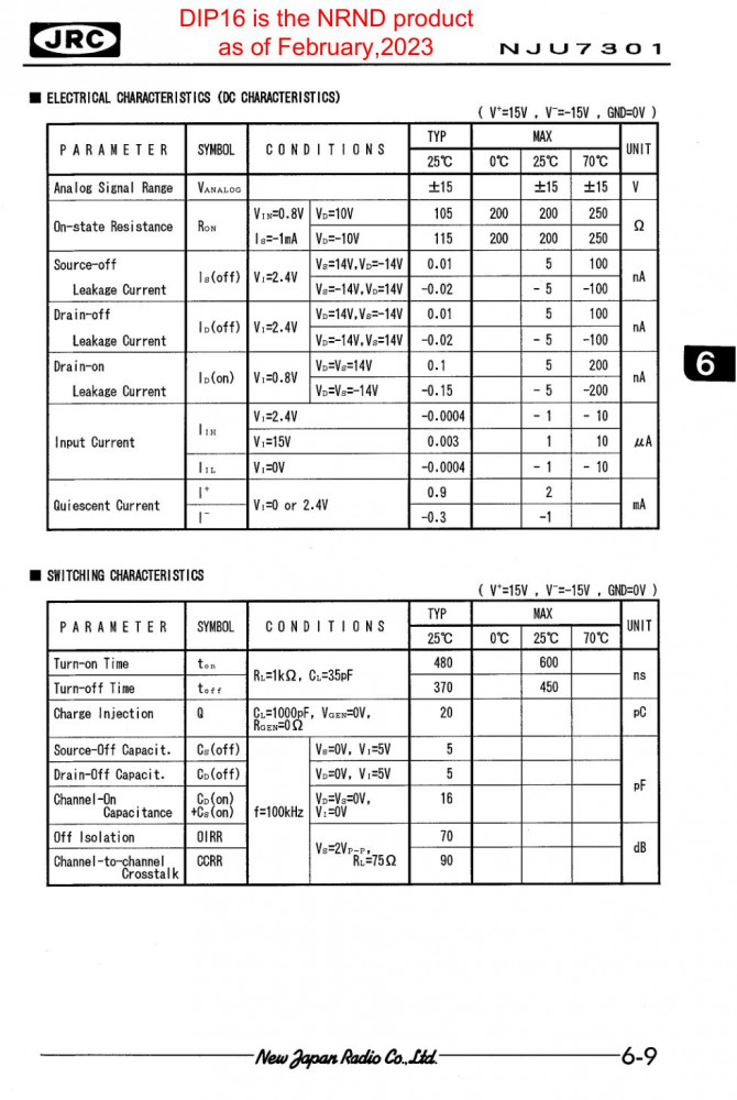 NJU7301 datasheet page 3