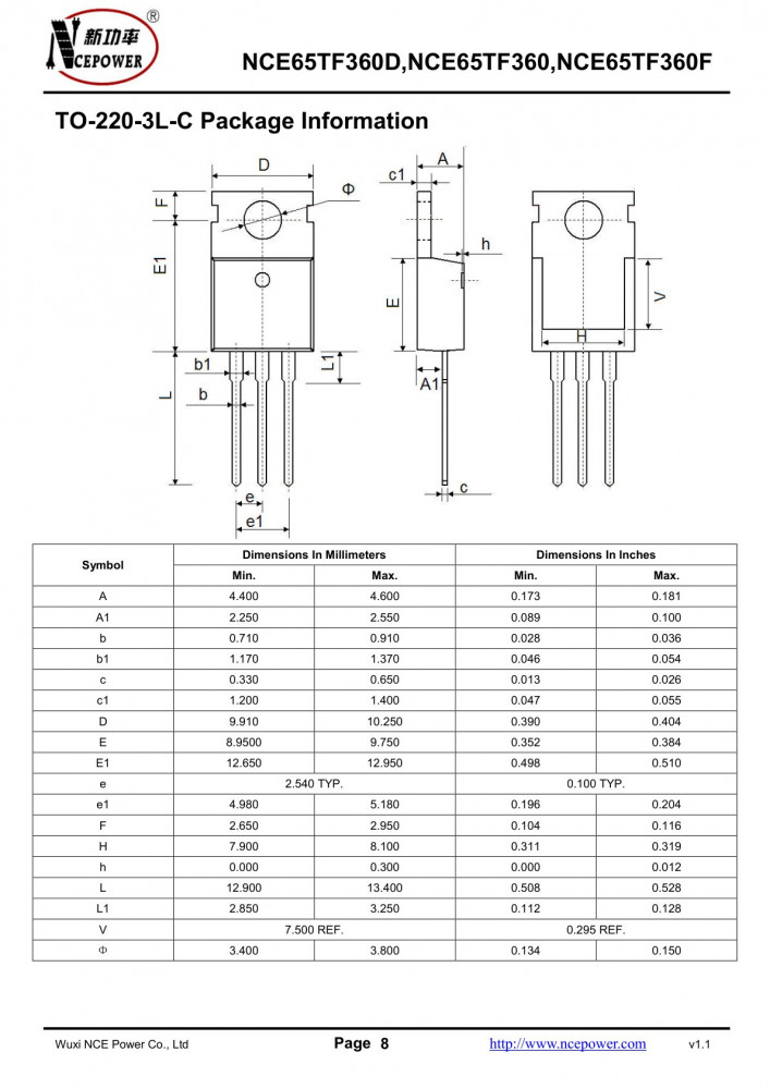 NCE65TF360F datasheet page 8