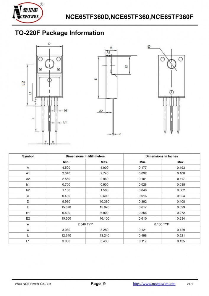 NCE65TF360F datasheet page 9