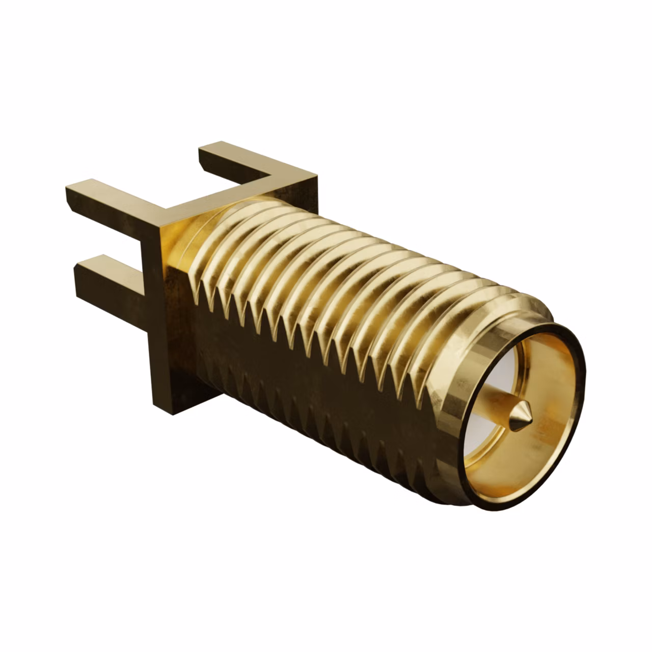 SMA Jack, Reverse Polarity, Straight, Bulkhead Receptacle, PCB, Edge Mount, Brass Body, Gold (Au) Plated, Nut and Lockwasher Not Included, Tray, 50 Ohms for sale
