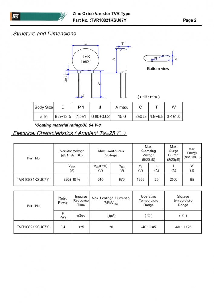 TVR10821KSU07Y technical document page 5