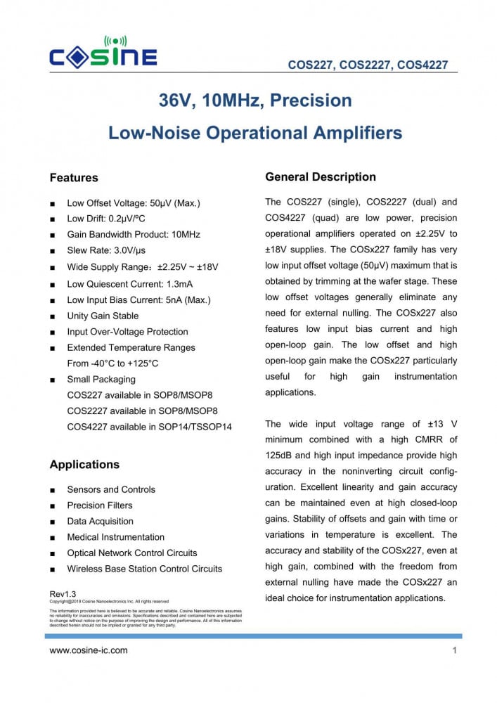 COS4227UATR datasheet page 1