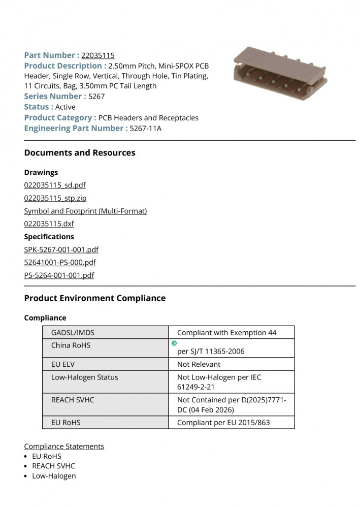 MOLEX 22035115 product document image 1
