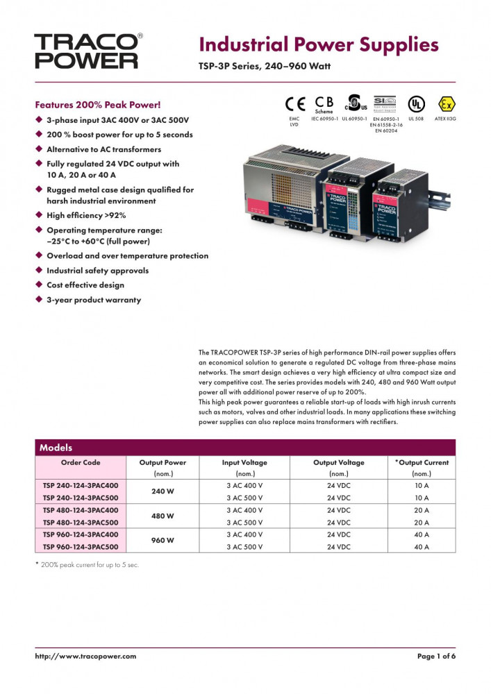 TSP 480-124-3PAC400 technical document page 1