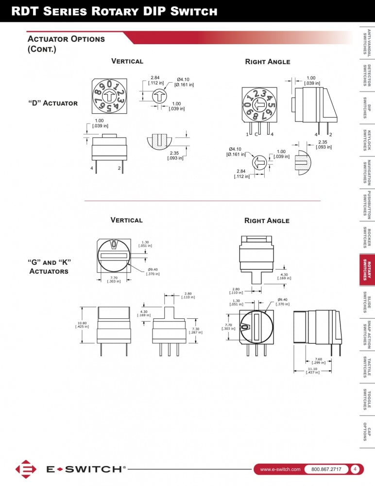 RDT series rotary DIP switch documentation page 4