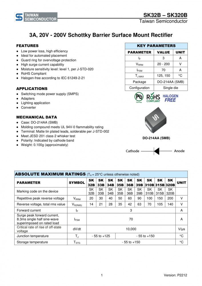SK35B datasheet page 1