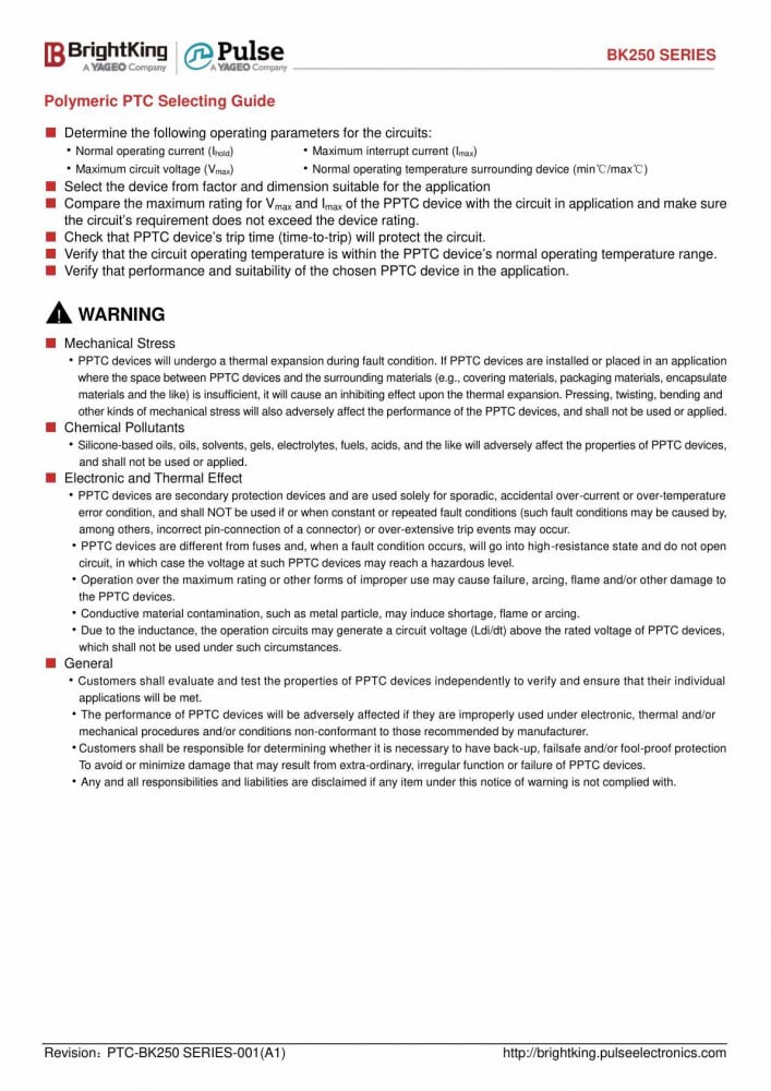 BK250 datasheet page 4