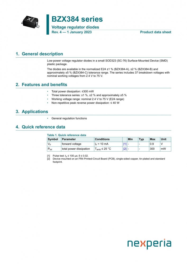 BZX384 datasheet page 1