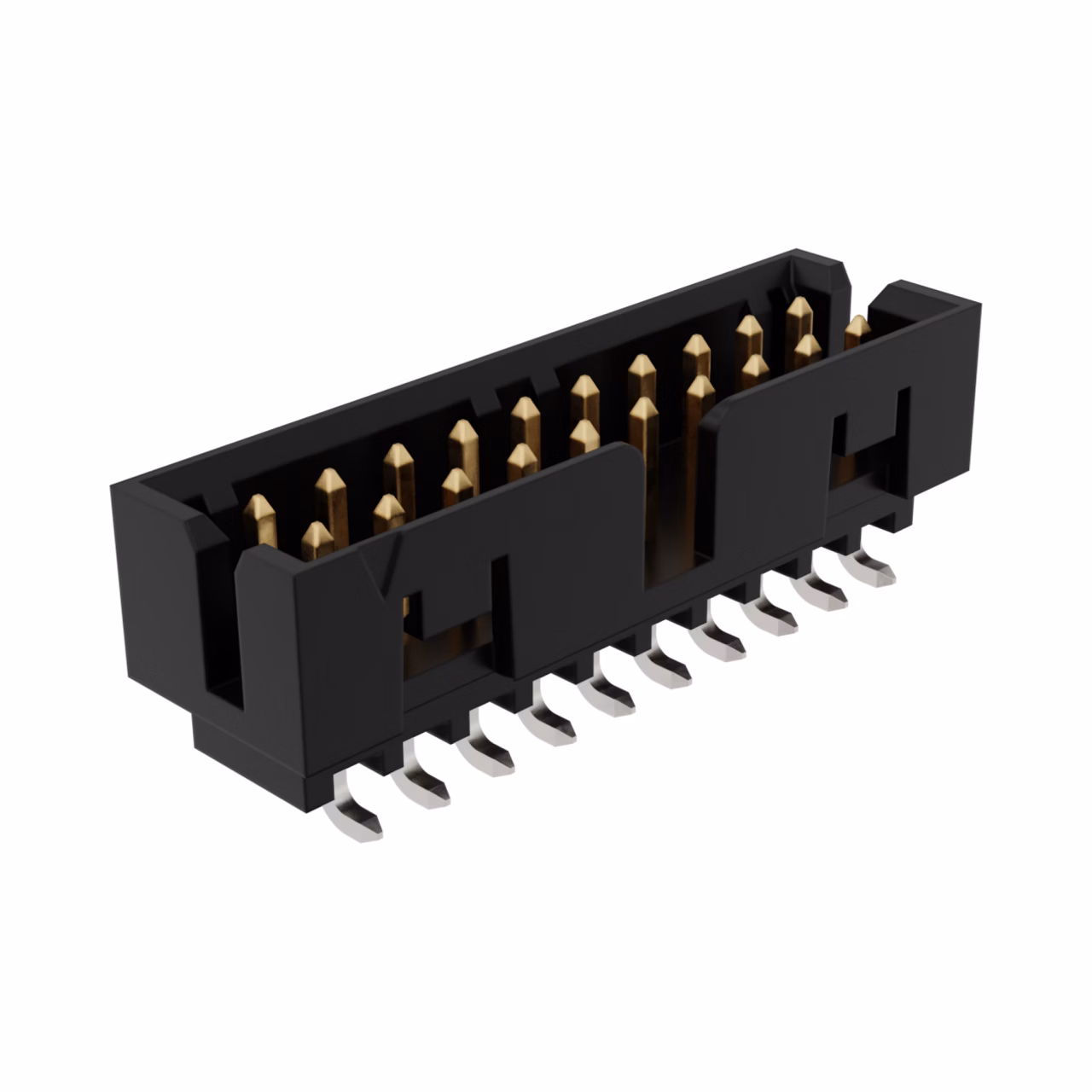 2.00mm Pitch, Milli-Grid PCB Header, Dual Row, Vertical, Surface Mount, Shrouded, 32 Circuits, 0.38µm Gold (Au) Plating, Dual Side Slots, Dual Friction Locks, Center Polarization, with Pegs, Tube