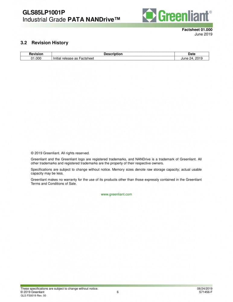 GLS85LP1001P-S-I-LBTE-ND003 factsheet page 6