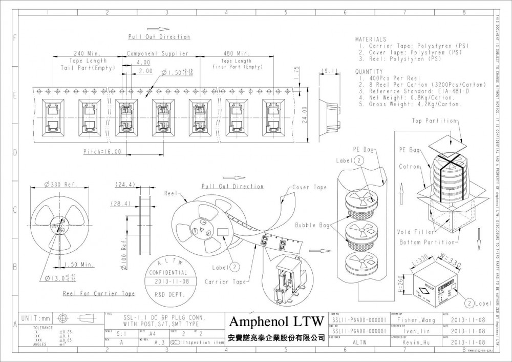 Amphenol SSL11-P6A00-000001 technical drawing page 2