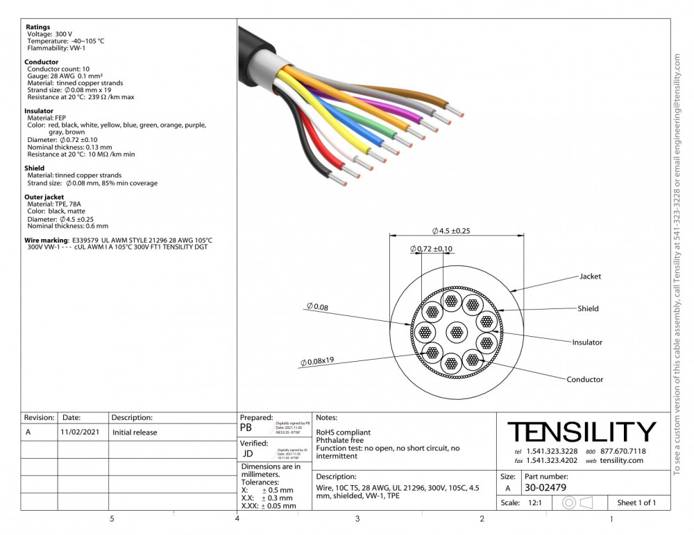 Tensility International 30-02479 cable drawing