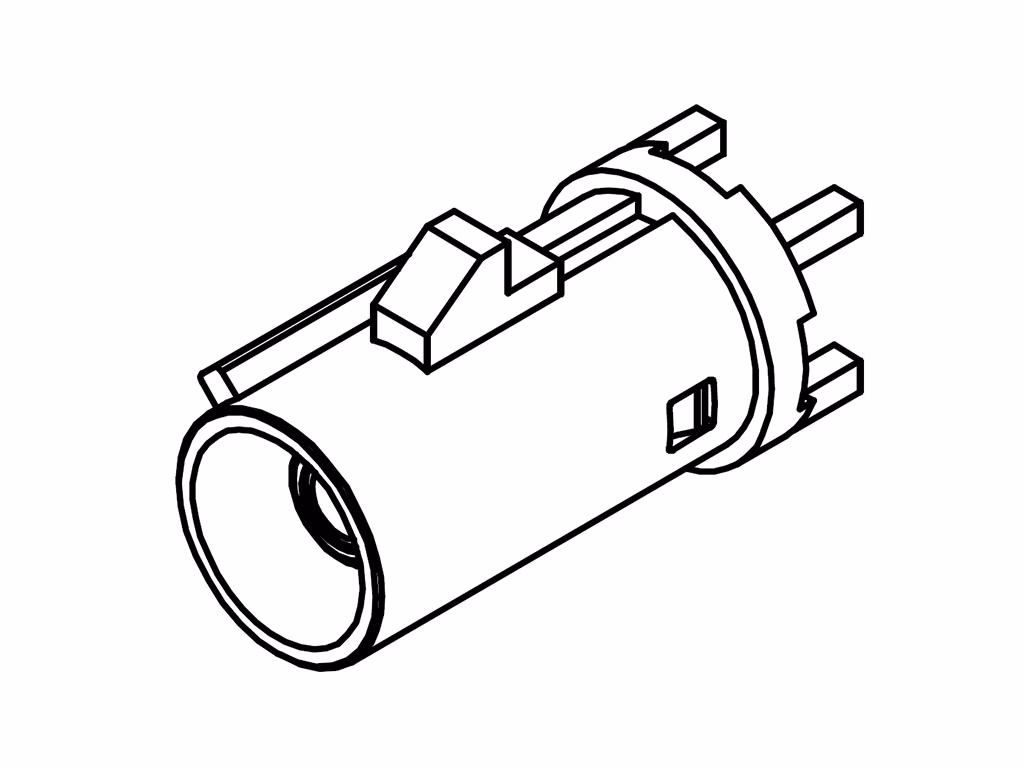 FAKRA Jack, Straight, PCB Receptacle, Through Hole, Die Cast Body, Tin (Sn) Plated, Keying Code C, Blue, Tray, 50 Ohms