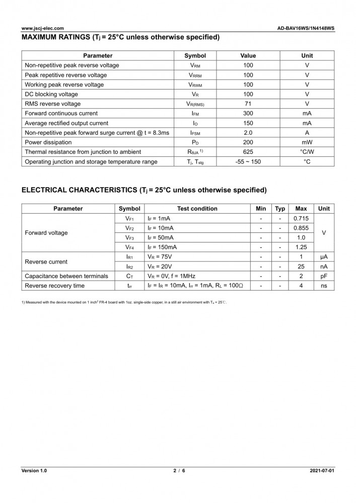AD-1N4148WS datasheet page 2
