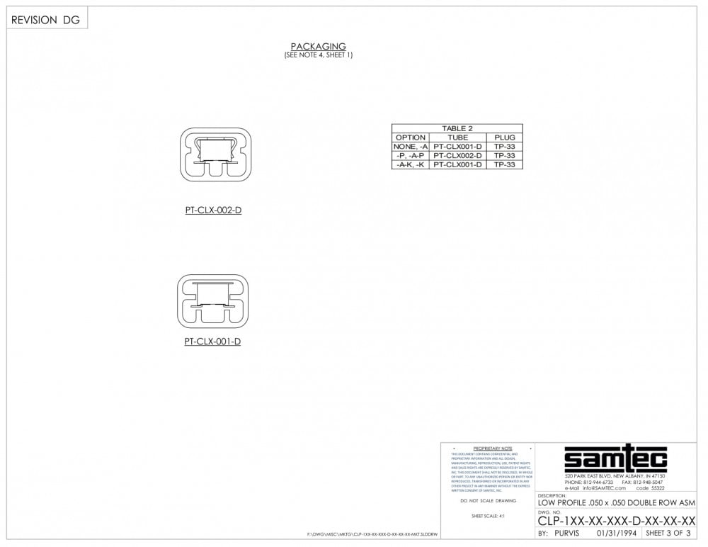 Samtec CLP drawing page 3