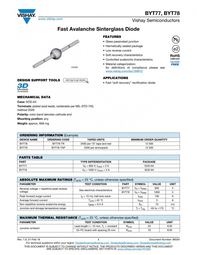 VISHAY BYT7 datasheet page 1