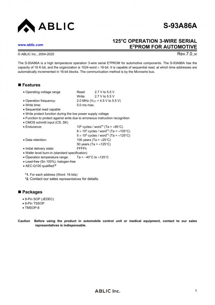 S-93A86A datasheet page 1