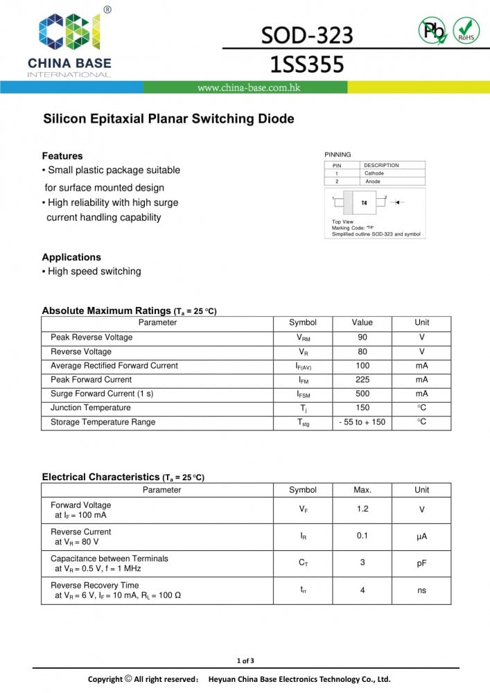 CBI 1SS355 datasheet page 1