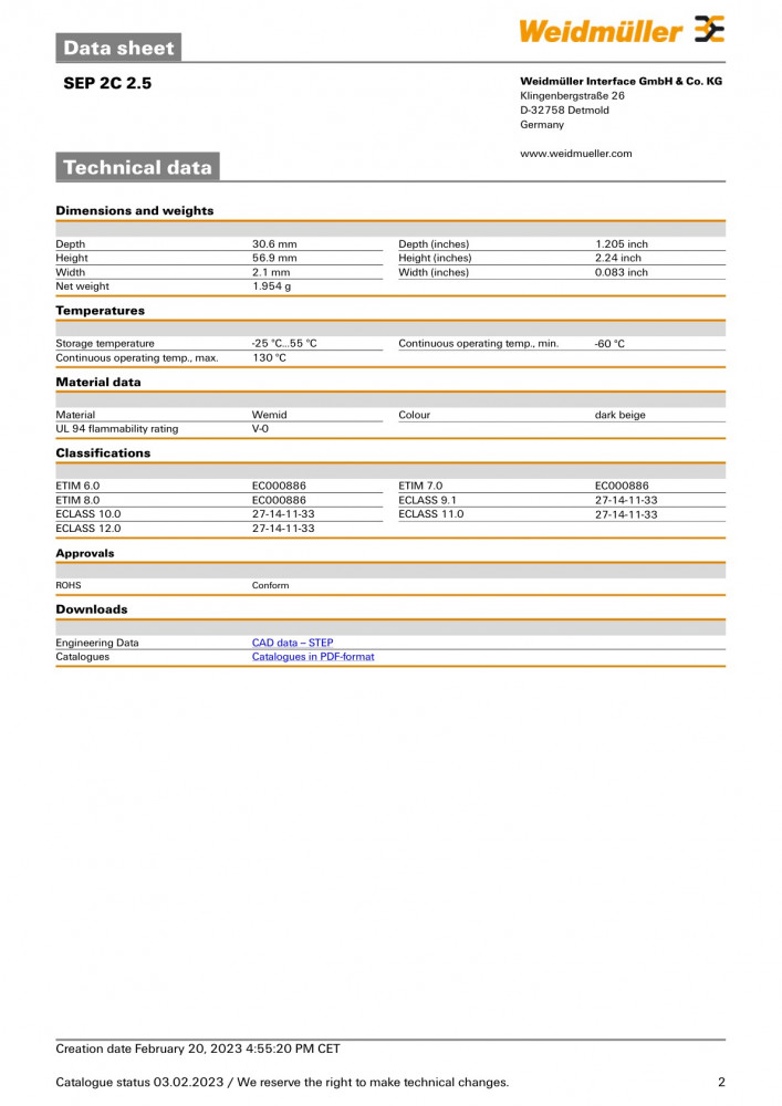 WEIDMULLER 2751080000 technical document page 2
