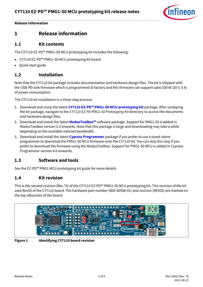 CY7110 release notes page 2