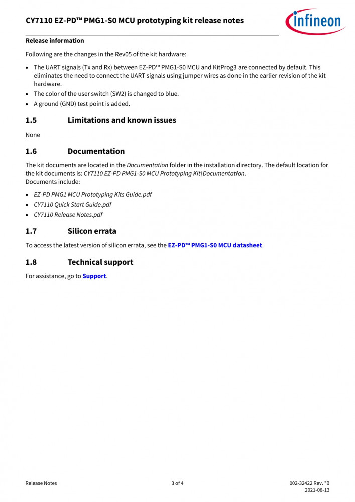 CY7110 release notes page 3