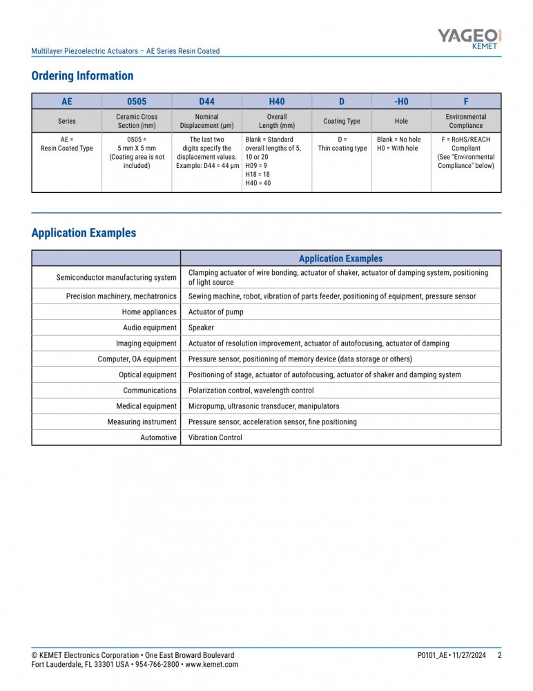 KEMET AE series technical document page 2