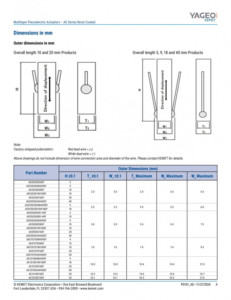 KEMET AE series technical document page 4