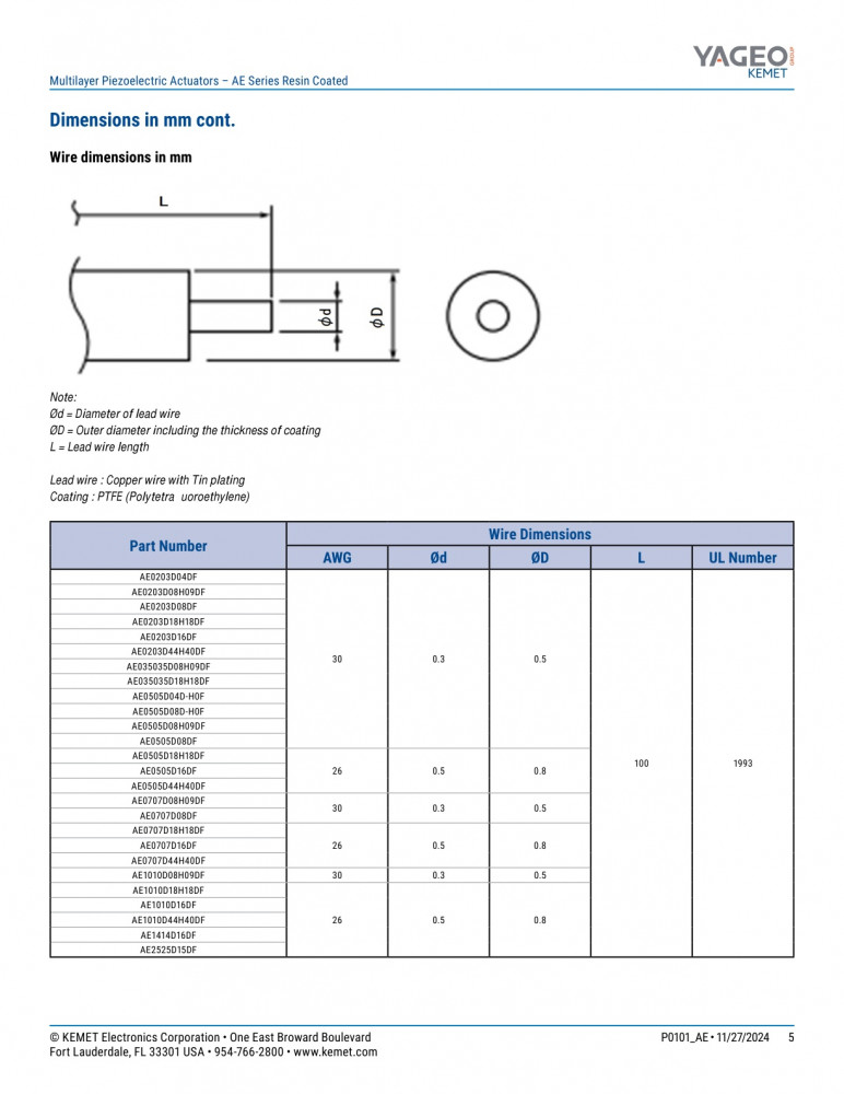 KEMET AE series technical document page 5