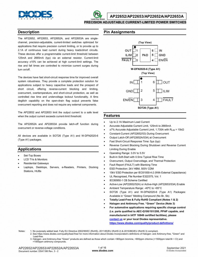 AP22652AW6-7 datasheet page 1