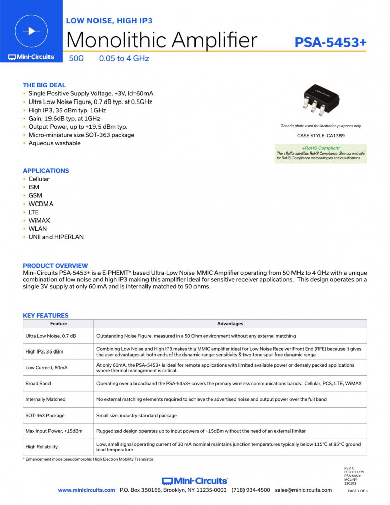 PSA-5453+ datasheet page 1