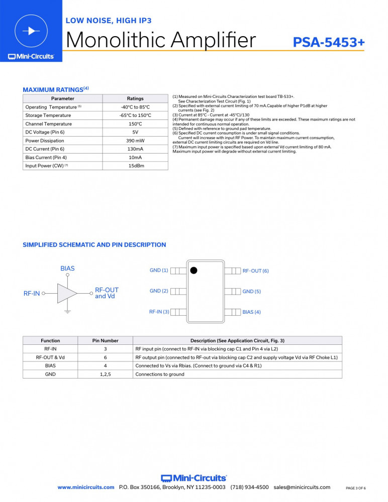 PSA-5453+ datasheet page 3